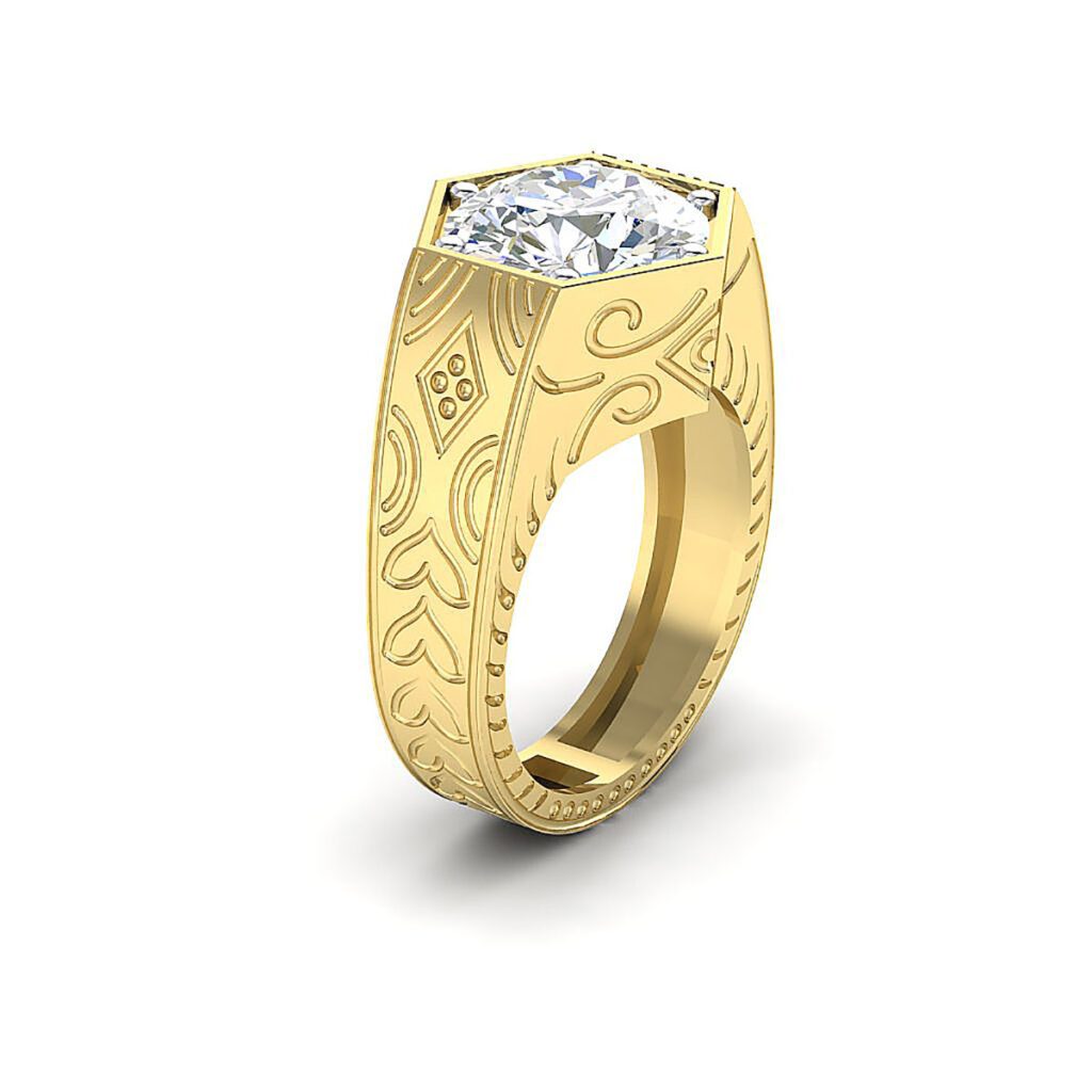 Brilliant Round Men's Diamond Ring 4.91ct Set In Gold